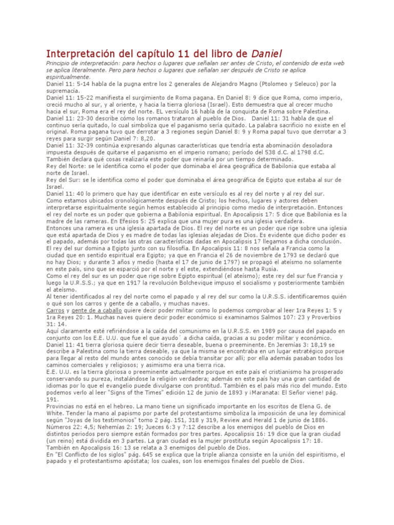 Explicación del Capítulo 11 de Daniel | PDF | Daniel (figura bíblica ...