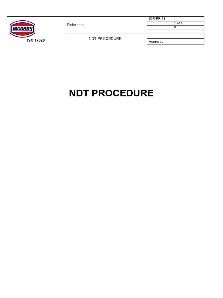 Icr-Pr-18 NDT Procedure | PDF | Nondestructive Testing | Mechanical ...