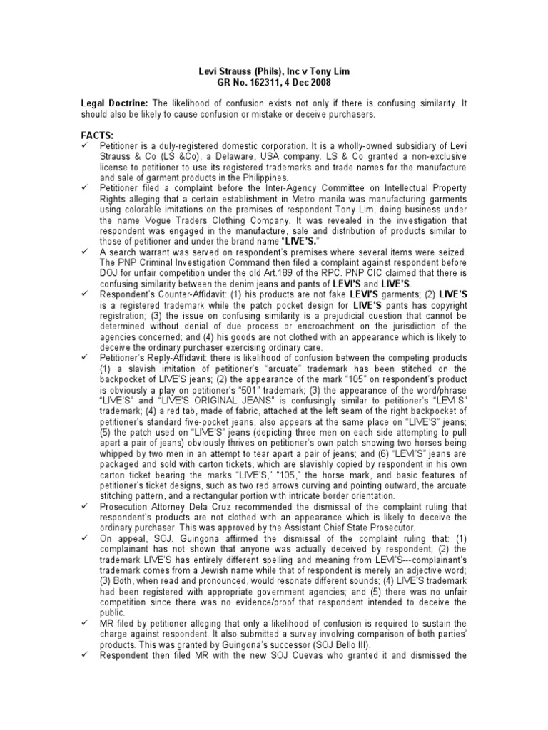 Levi Strauss V Tony Lim | PDF | Prosecutor | Certiorari