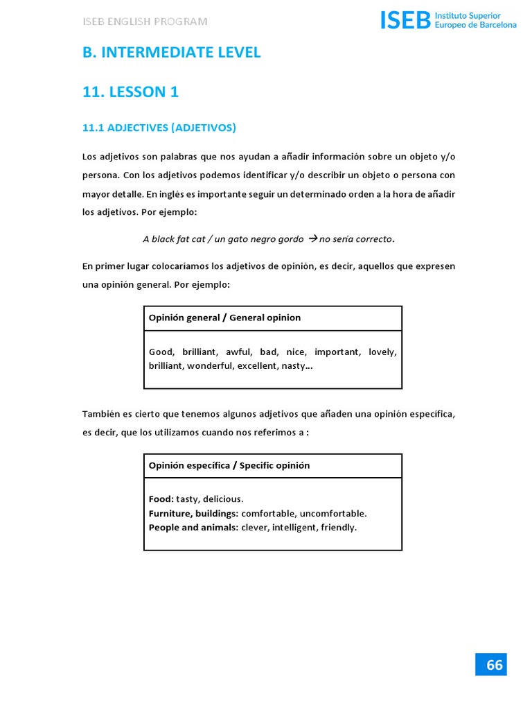 Intermediate Level IEP PDF | PDF | Verbo | Adjetivo