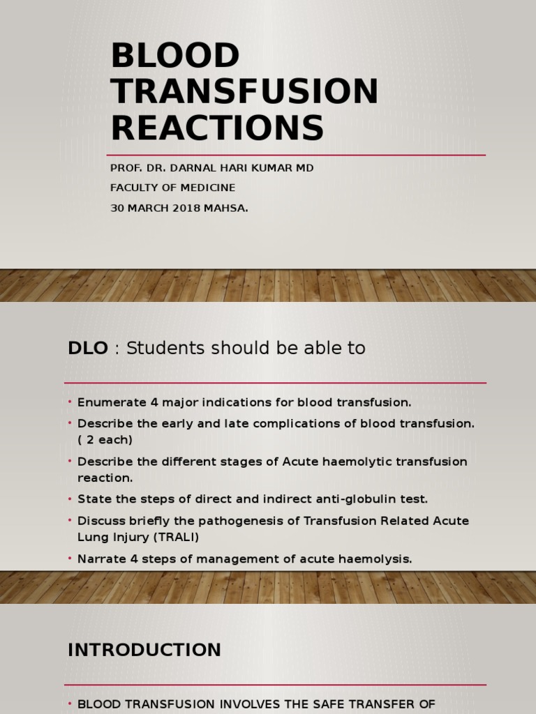 Blood Transfusion Reactions Overview | PDF | Blood Transfusion | Blood Type