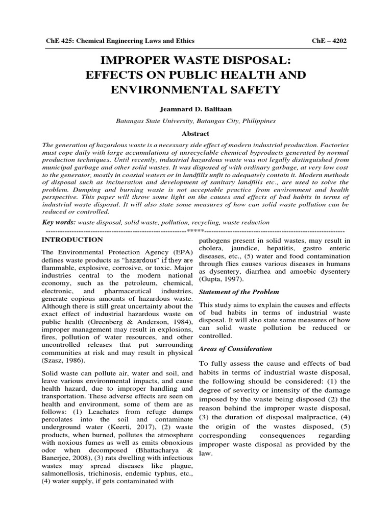 Improper Waste Disposal Effects of Publi PDF | PDF | Municipal Solid ...