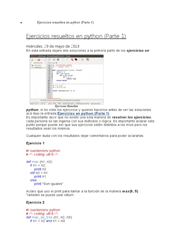 Soluciones a Ejercicios Resueltos en Python (Parte 1) | PDF | Python (lenguaje de programación ...