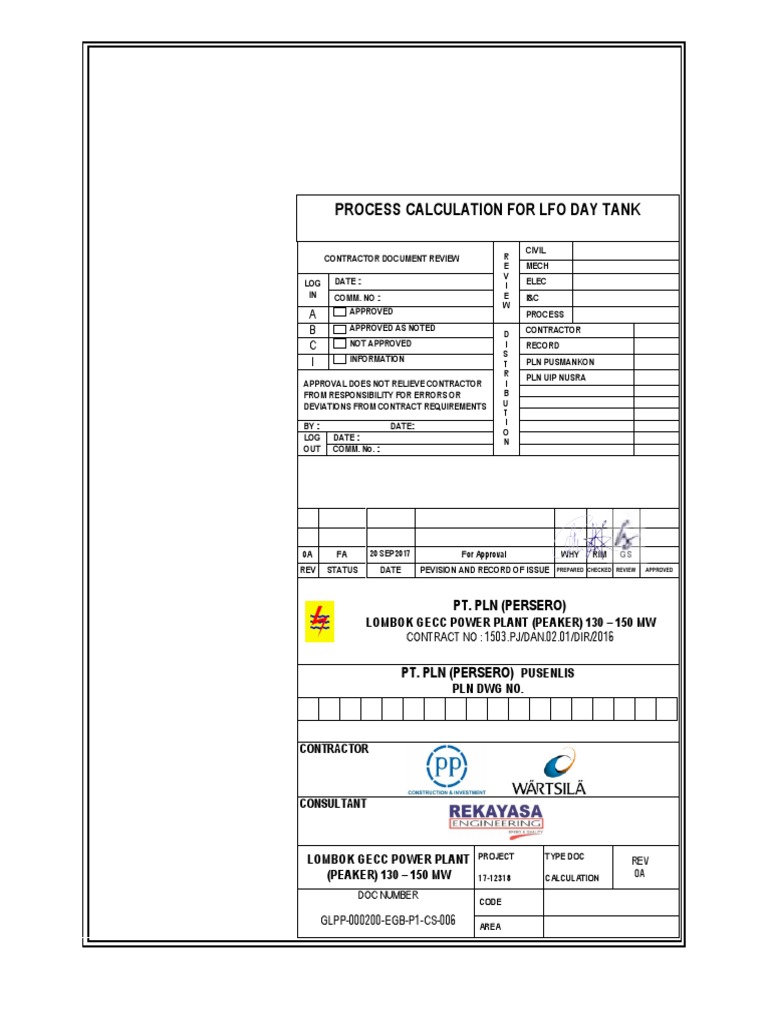 Lfo Day Tank Calc | PDF | Engineering | Nature