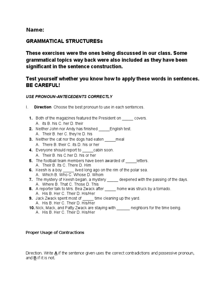 Grammar Exercises | PDF | Ellipsis | Test (Assessment)