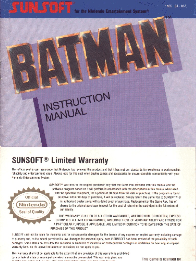 Batman - NES Manual | PDF | Nature