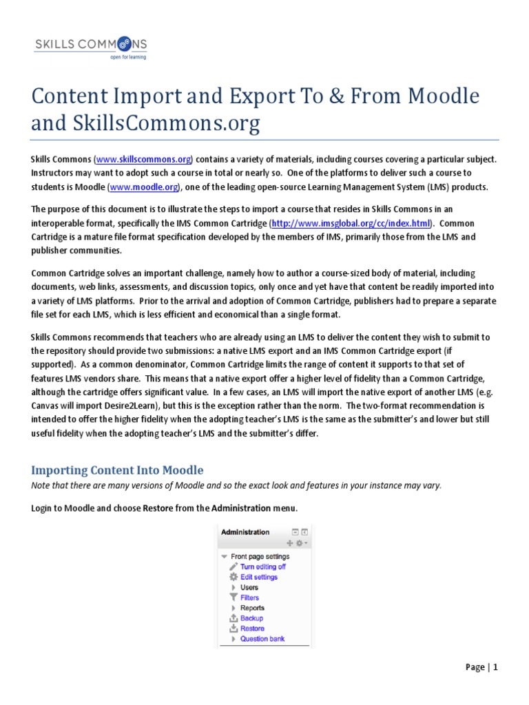 Importing and Exporting in Moodle | PDF | Moodle | Behavior Modification