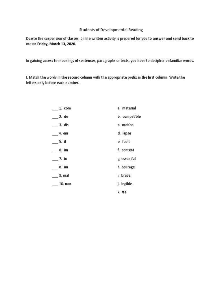 Students of Developmental Reading | PDF