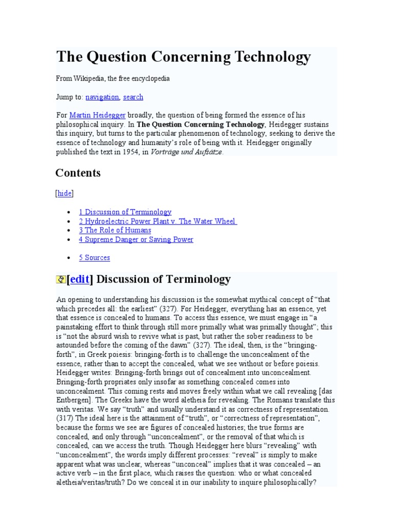 The Question Concerning Technology | PDF | Truth