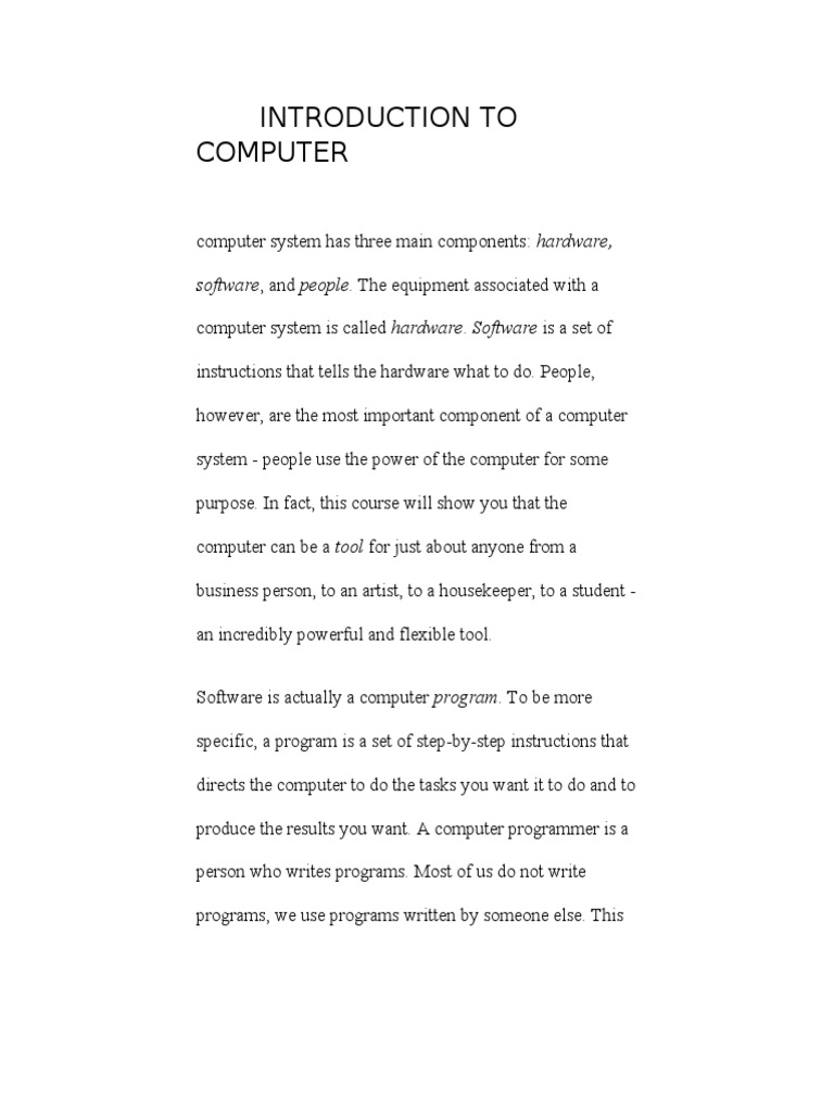 Introduction To Computer Education | PDF | Input/Output | Computer Data ...