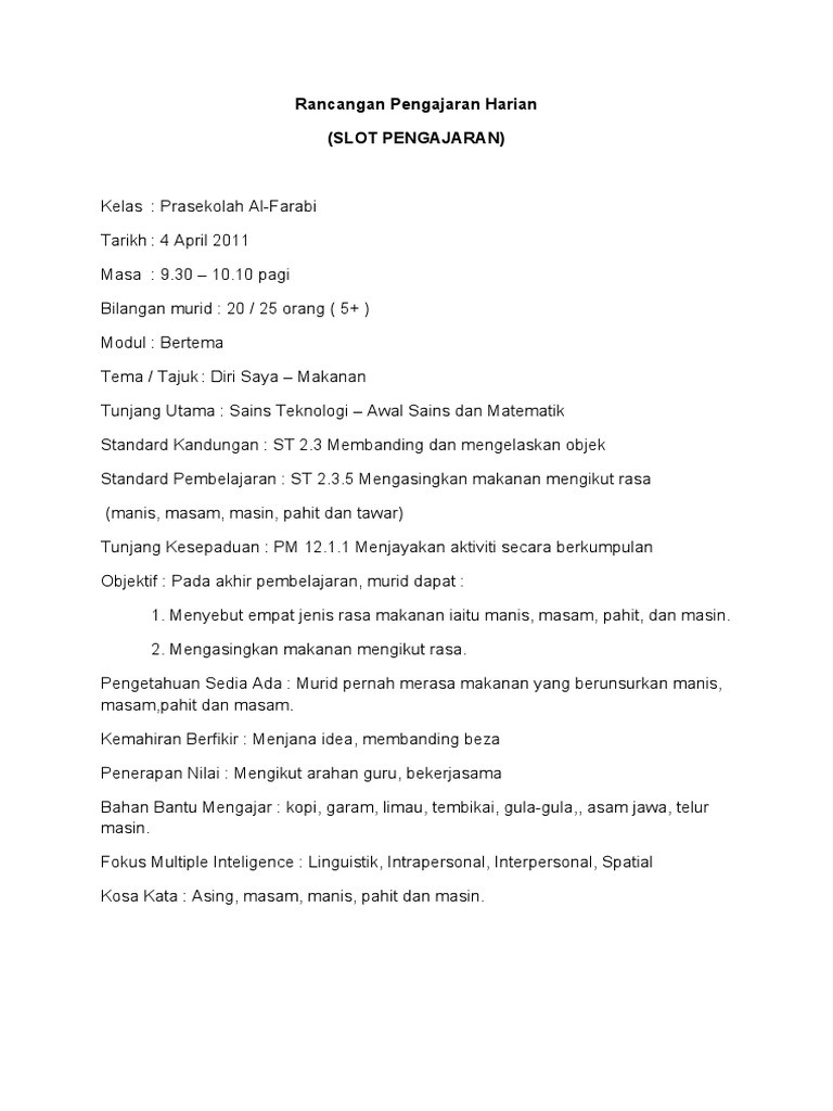 Rancangan Pengajaran Harian Sains | PDF Rancangan Pengajaran Harian Sains | PDF