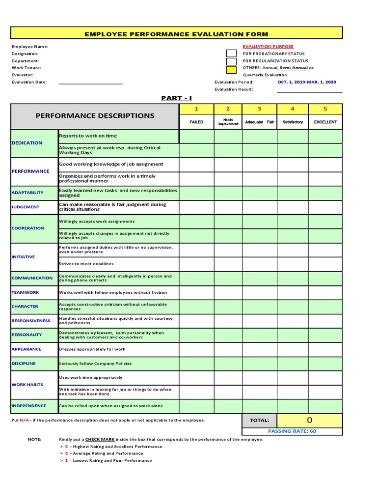 Employee Performance Evaluation | PDF | Performance Appraisal | Evaluation