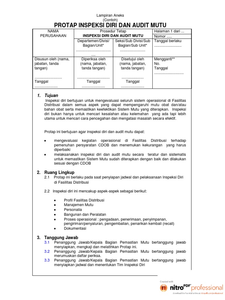 Lihat Lampiran 5.1 Tentang Contoh POB Inspeksi Diri. | PDF