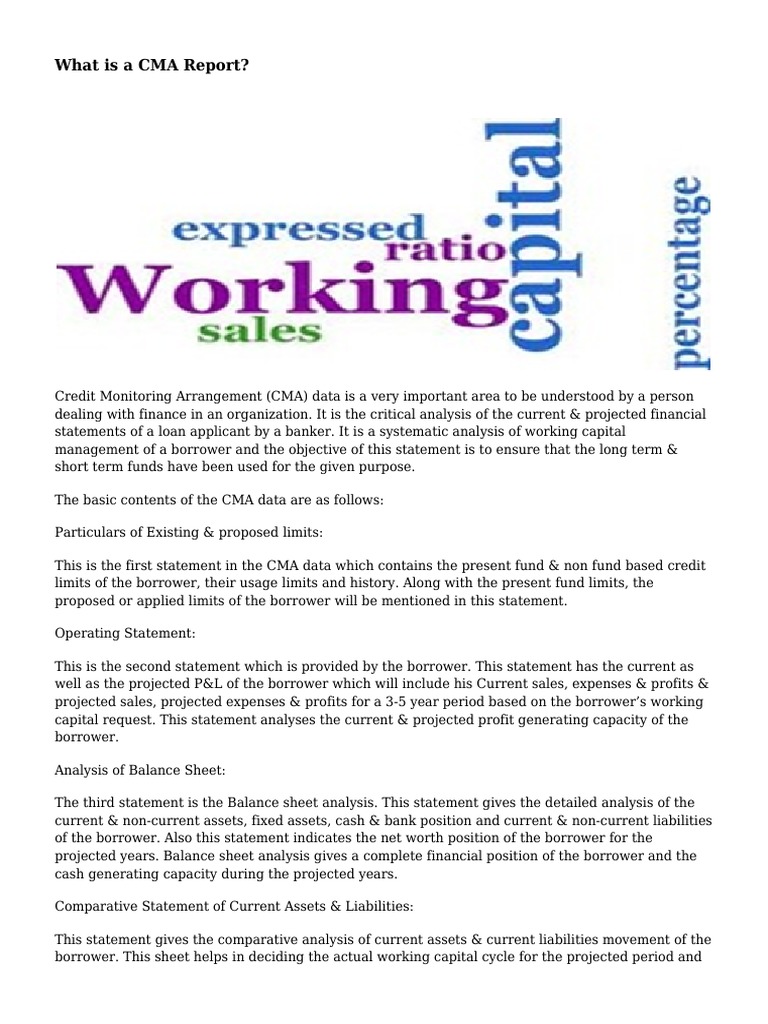 What Is A CMA Report PDF | PDF | Balance Sheet | Working Capital