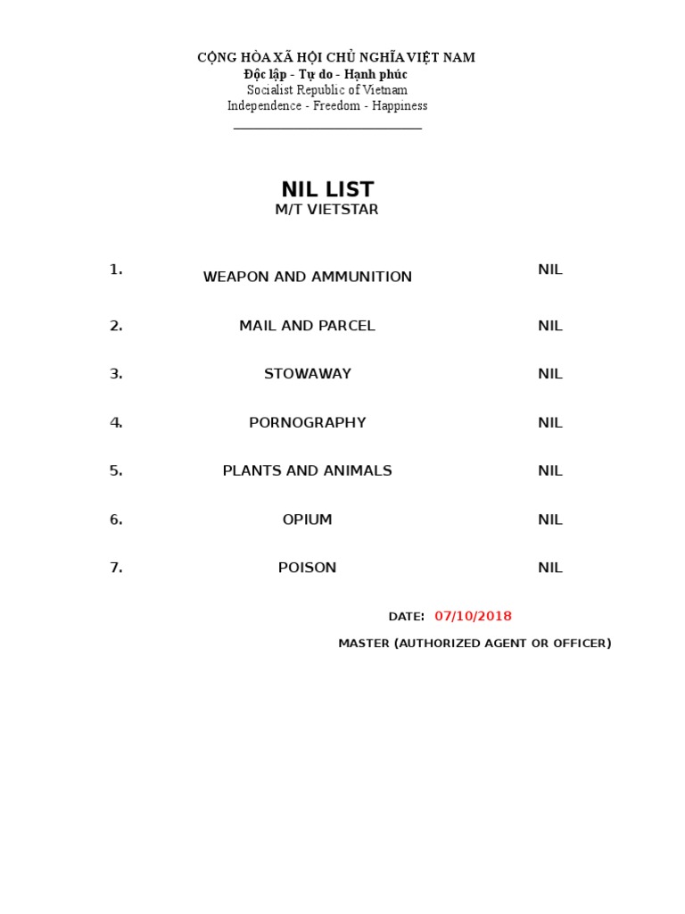Nil List-Noi Dia | PDF