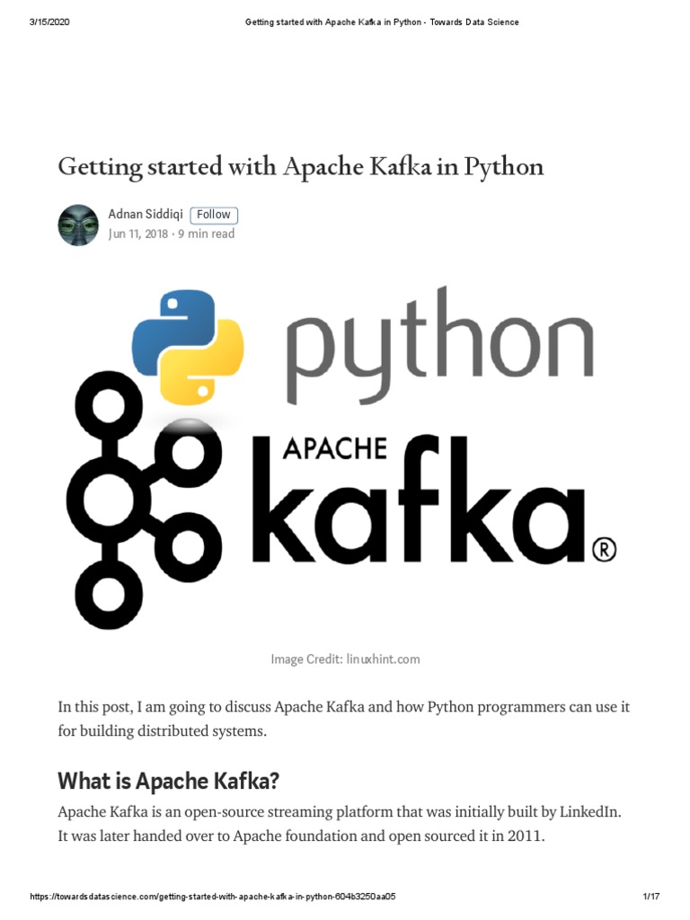 Getting Started With Apache Kafka In Python Towards Data Science Pdf 9191