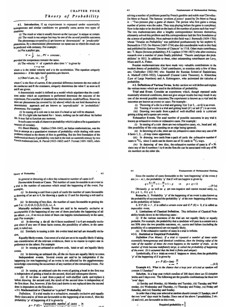 Fundamentals of Mathematical Statistics - Gupta Kapoor | PDF | Probability | Probability And ...