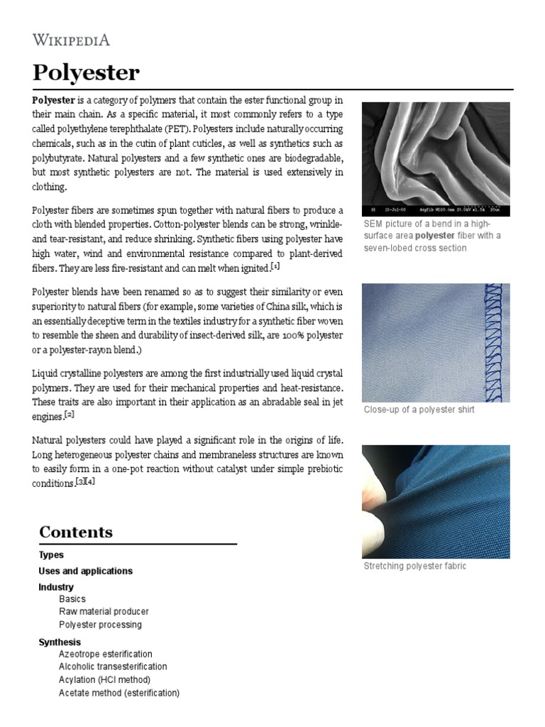 Polyester - Wikipedia | PDF | Polyester | Amorphous Solid