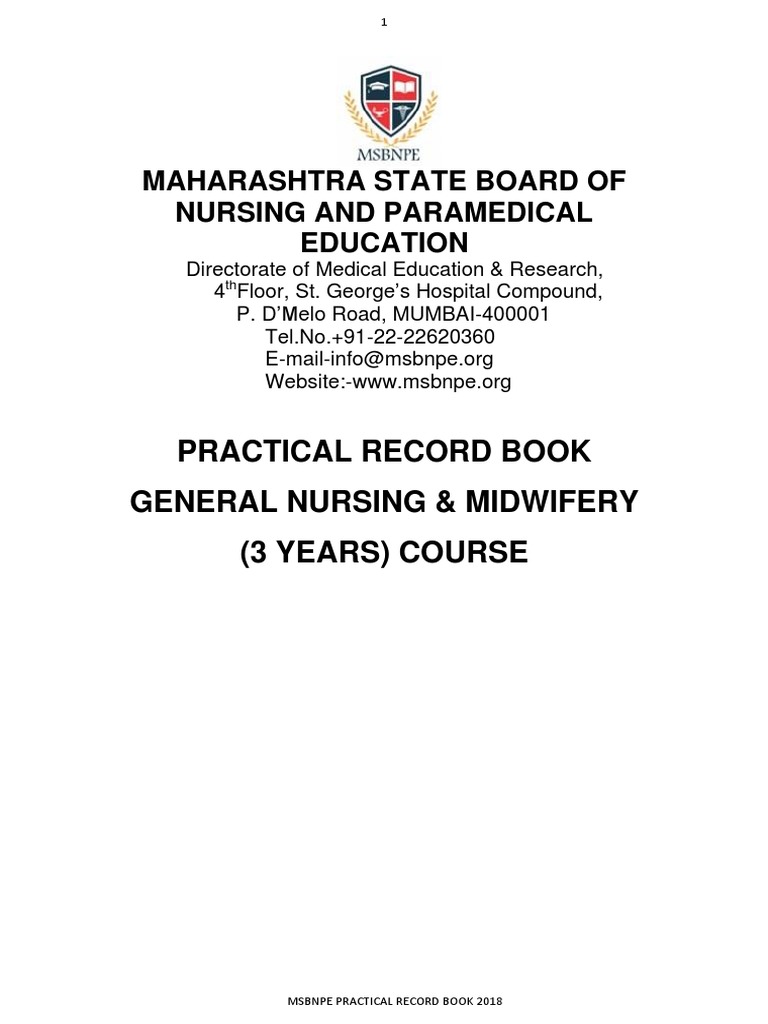 MSBNPE GNM Practical Record Book 2018 | PDF | Nursing | Childbirth