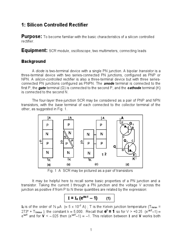 Silicon Controlled Rectifier Explained | PDF | Bipolar Junction ...
