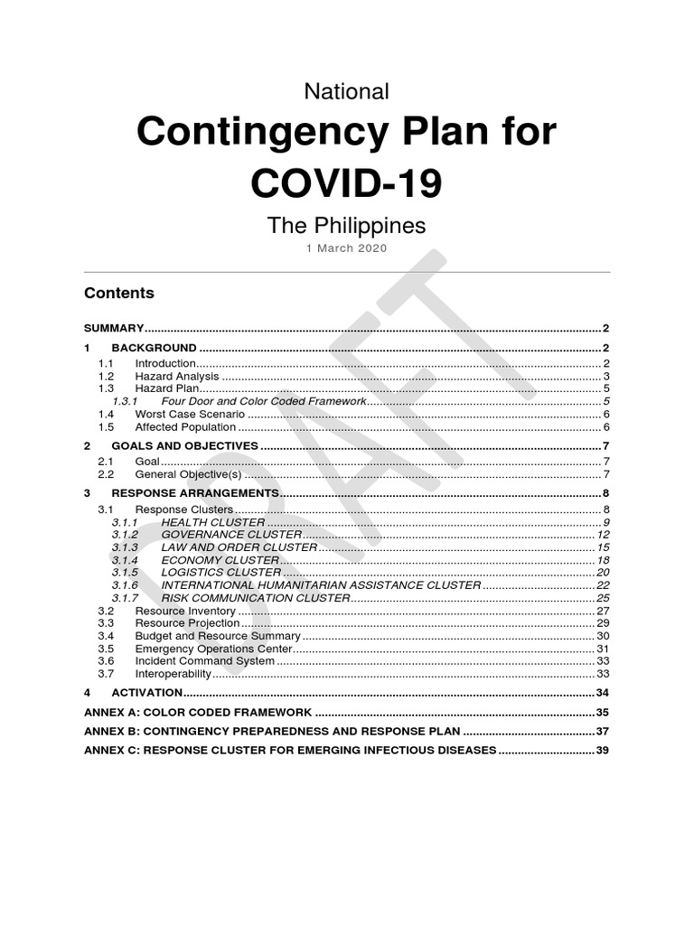 PHL - COVID-19 Contingency Plan - 1mar2020 PDF | PDF | Public Health ...