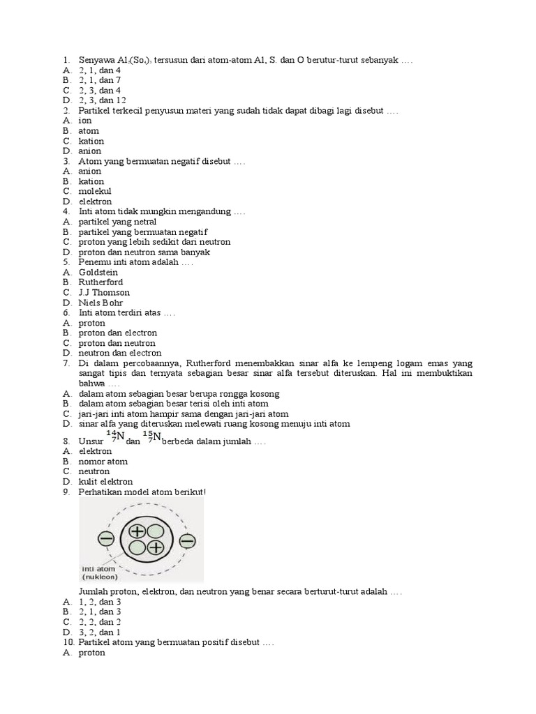 Soal Atom Ion Molekul Pdf 