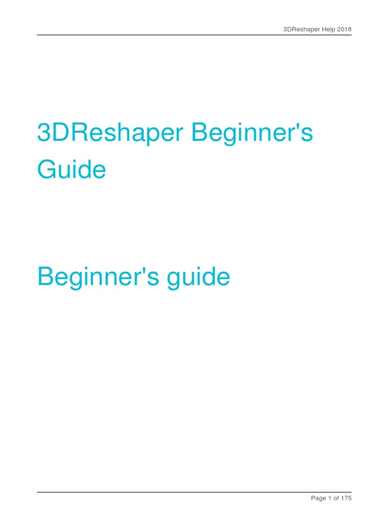 3D RESHAPER BeginnersGuide 2018 PDF | PDF | Point And Click | Human ...