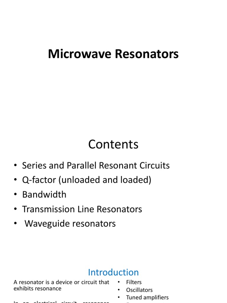 Microwave Resonator Fundamentals | PDF | Transmission Line | Electronics