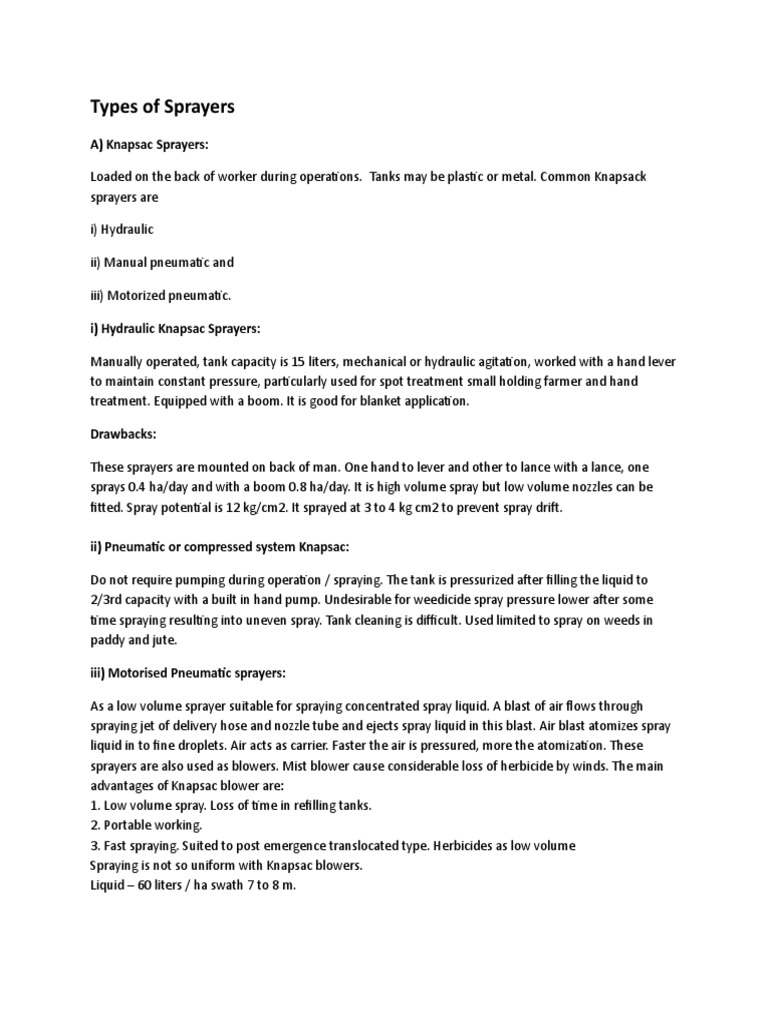 Types of Spryers | PDF | Herbicide | Liquids