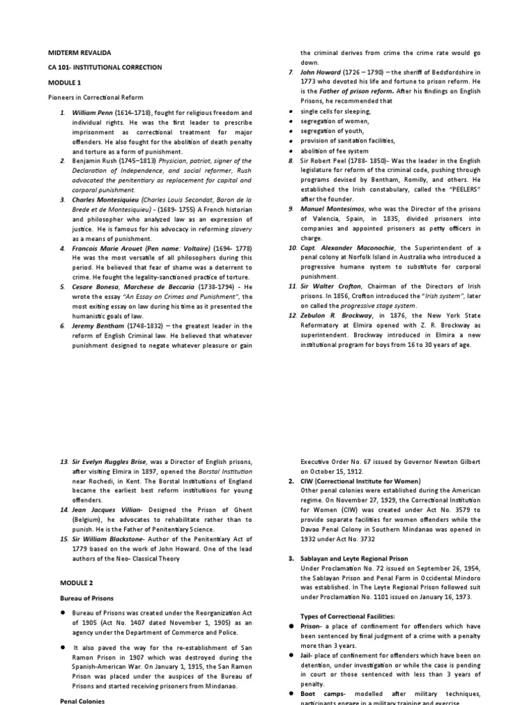 Ca 101 Midterm Revalida | PDF | Rehabilitation (Penology) | Prison