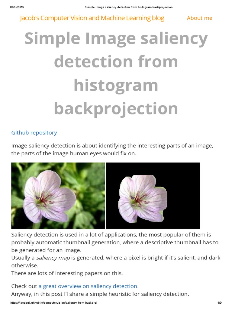 Simple Image Saliency Detection From Histogram Backprojection | PDF | Image Segmentation | Image ...