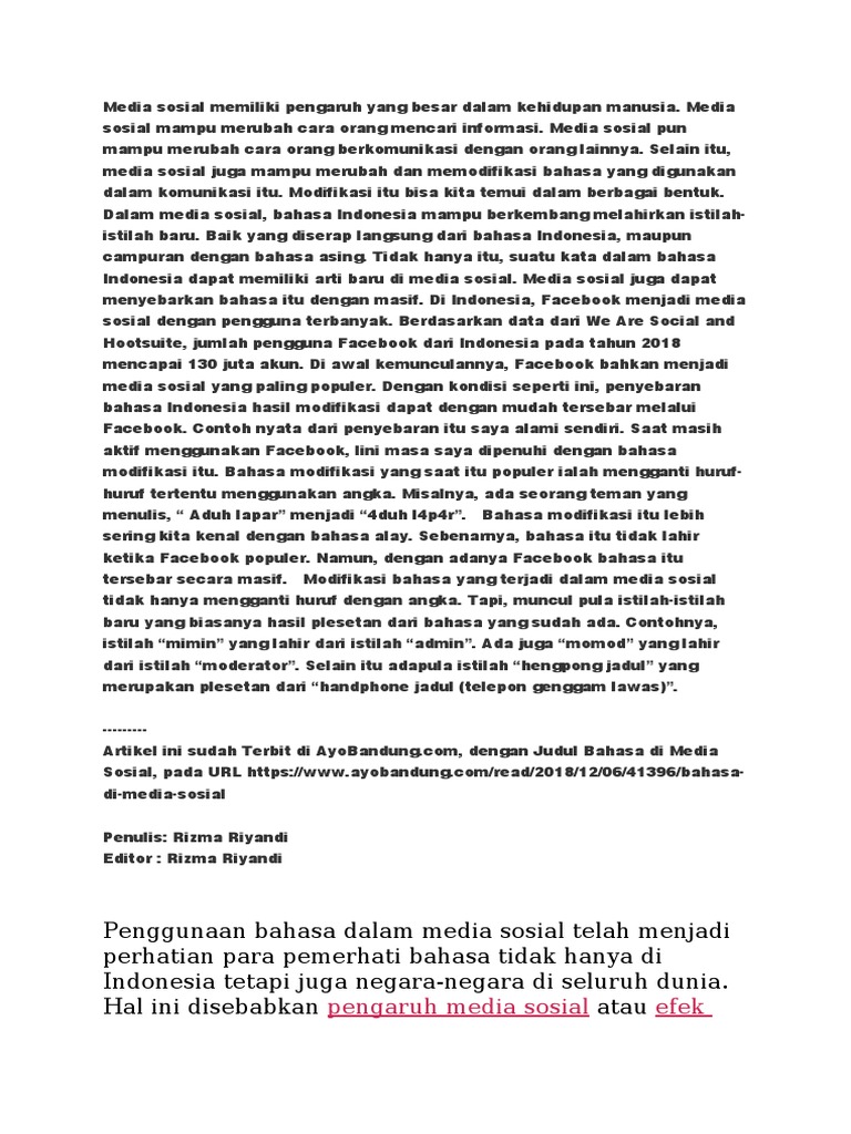 Bahasa Indonesia Dalam Media Digital Dok | PDF | Ilmu Sosial | Kajian Bahasa Asing