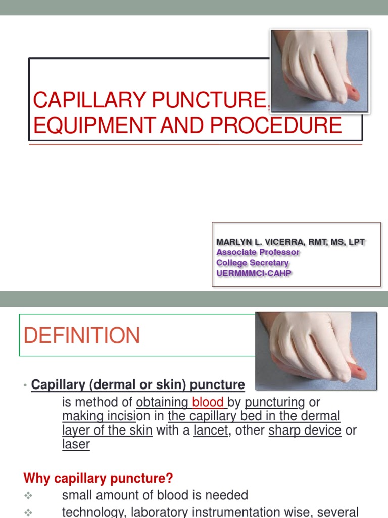 Capillary Puncture Equipment and Procedure PDF | PDF | Medical ...