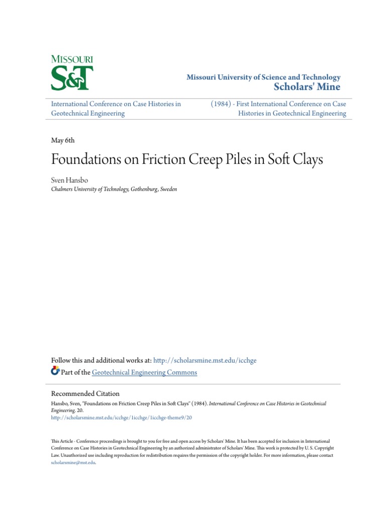 Foundations On Friction Creep Piles in Soft Clays | PDF | Deep ...