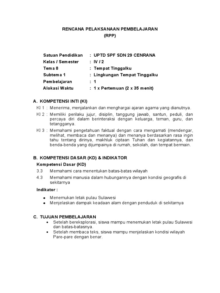 RPP IPS SD Kelas 4 | PDF
