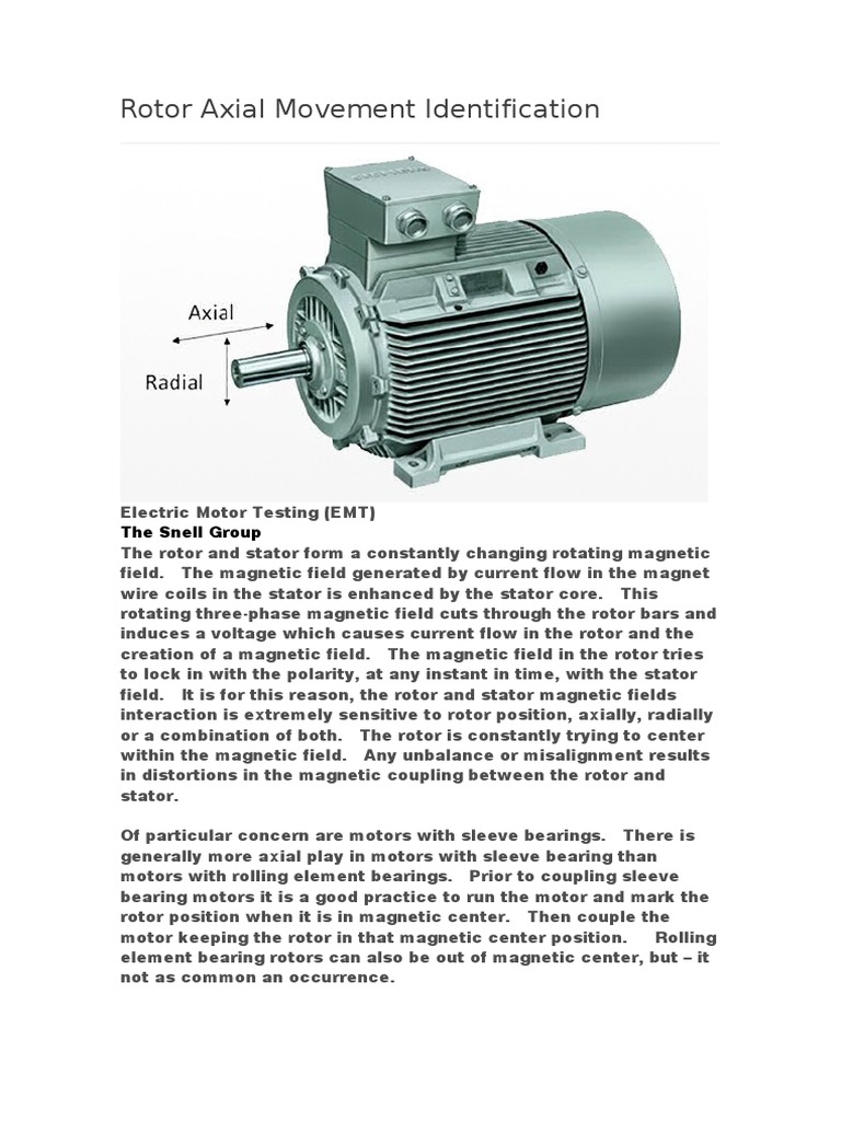 Rotor Axial Movement Identification | PDF | Electric Motor | Bearing ...