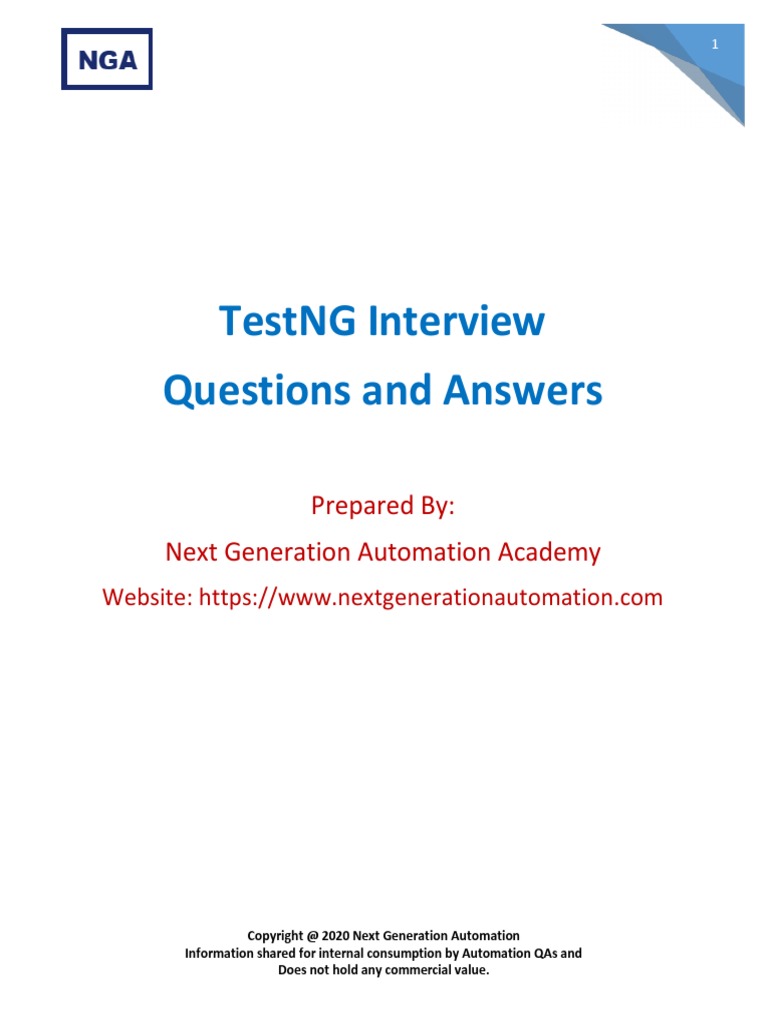 TestNG Interview Questions and Answers PDF | PDF | Software Testing ...