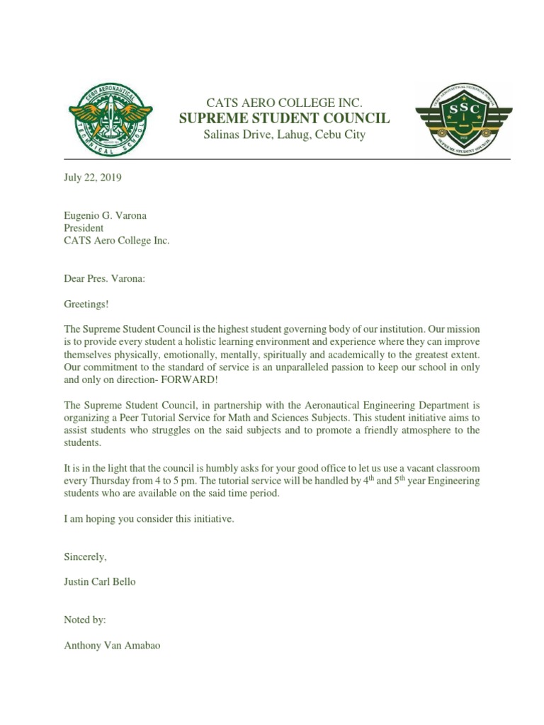 Proposal Letter For Peer Tutorial Service PDF | PDF