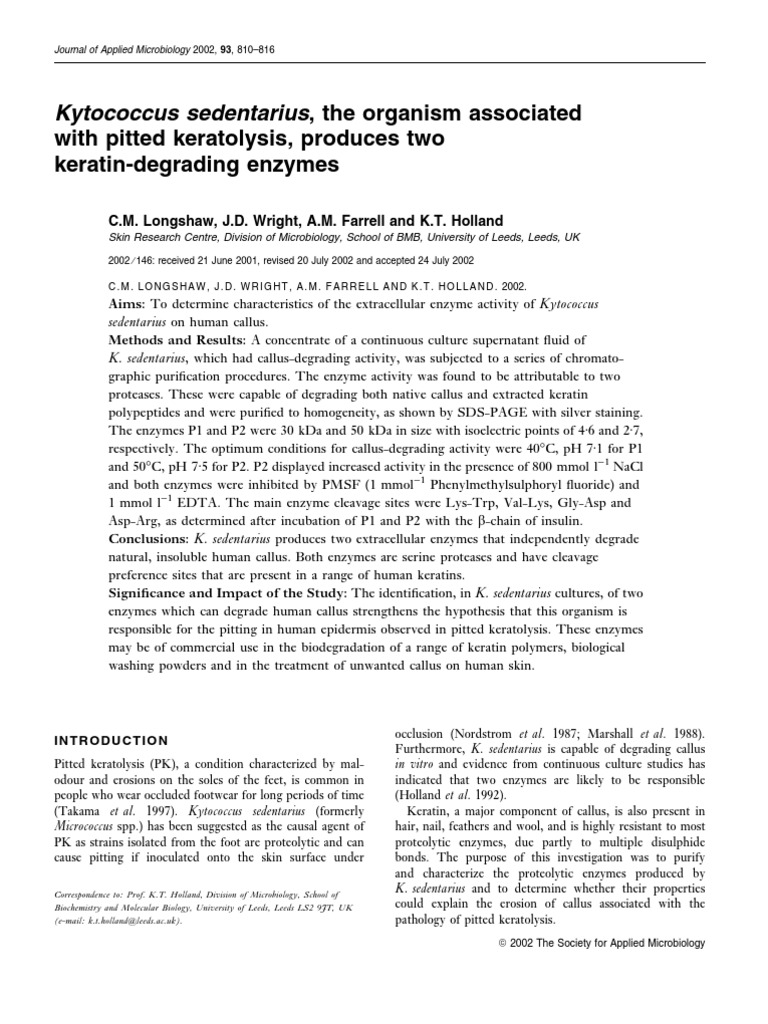 Kytococcus Sedentarius The Organism Associated | PDF | Chromatography ...