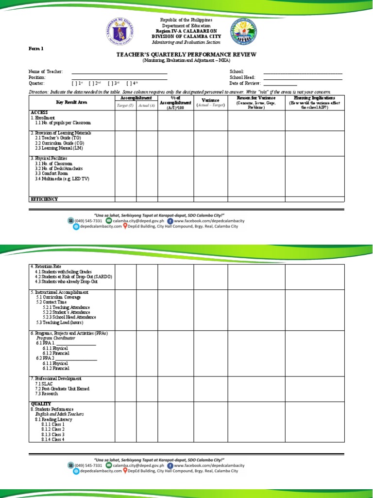 MEA Form | PDF | Classroom | Teachers