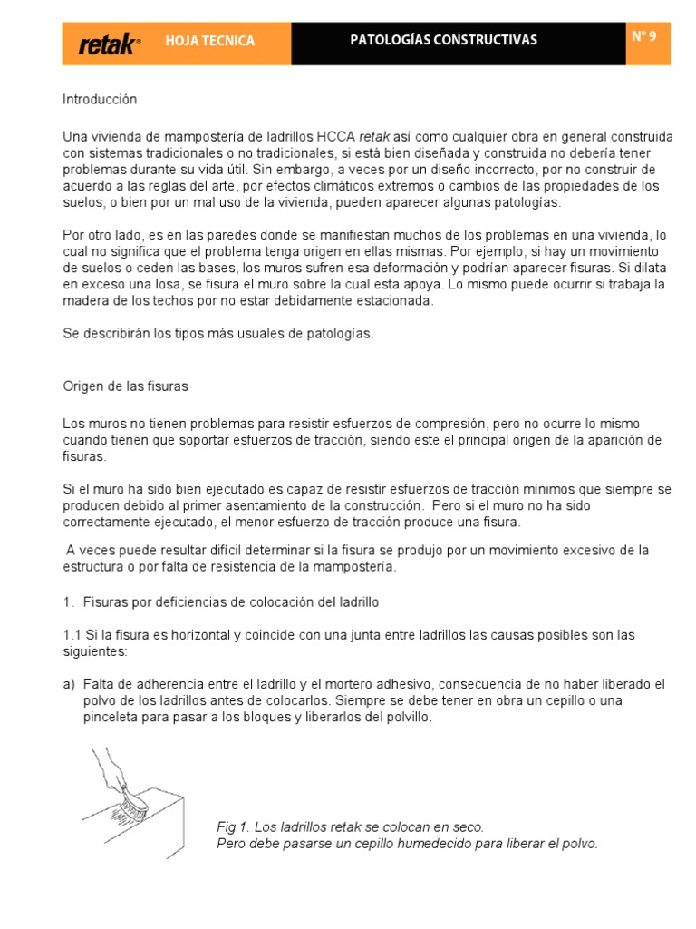 Hoja Tecnica Nro9 Patologias Constructivas | PDF | Fundación (Ingeniería) | Ladrillo