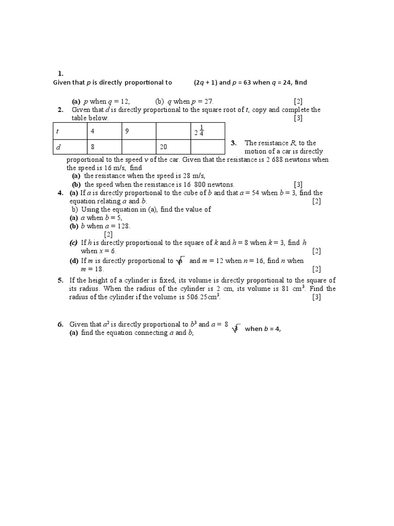 Direct Proportion Eith Answers | PDF | Volume | Theoretical Physics