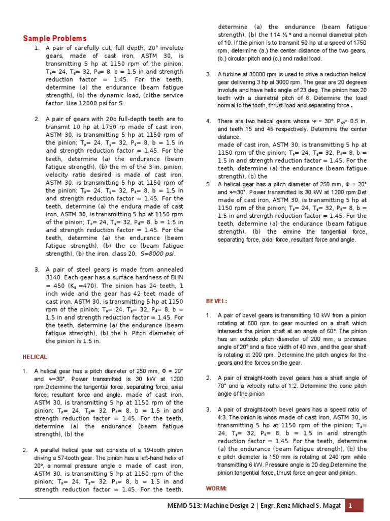 Gear Design Calculations and Analysis | PDF | Gear | Kinematics