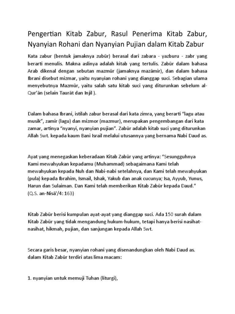 Pengertian Kitab Zabur | PDF