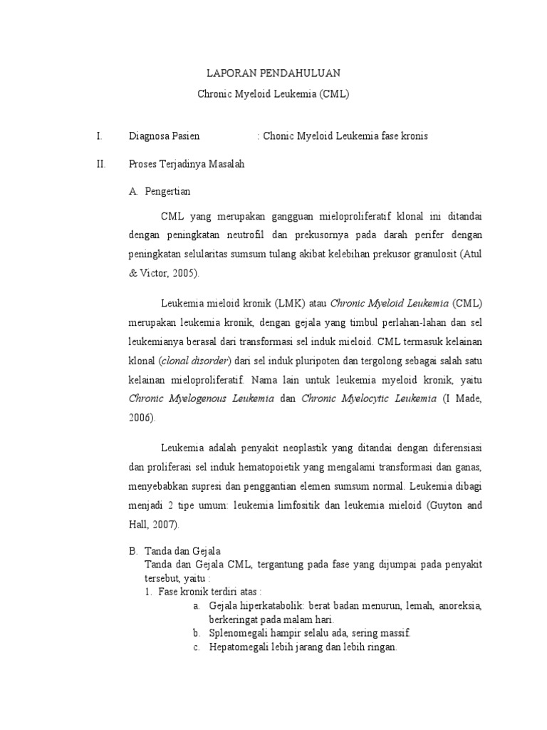 LAPORAN PENDAHULUAN CML | PDF