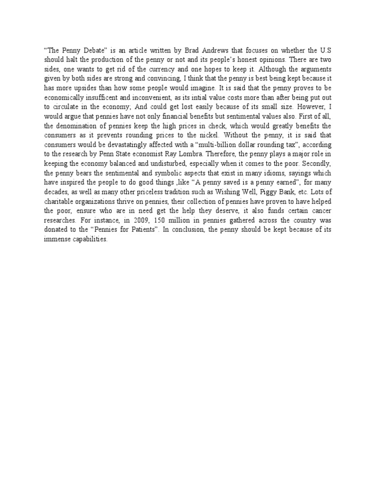 Arguments for Keeping the Penny | PDF