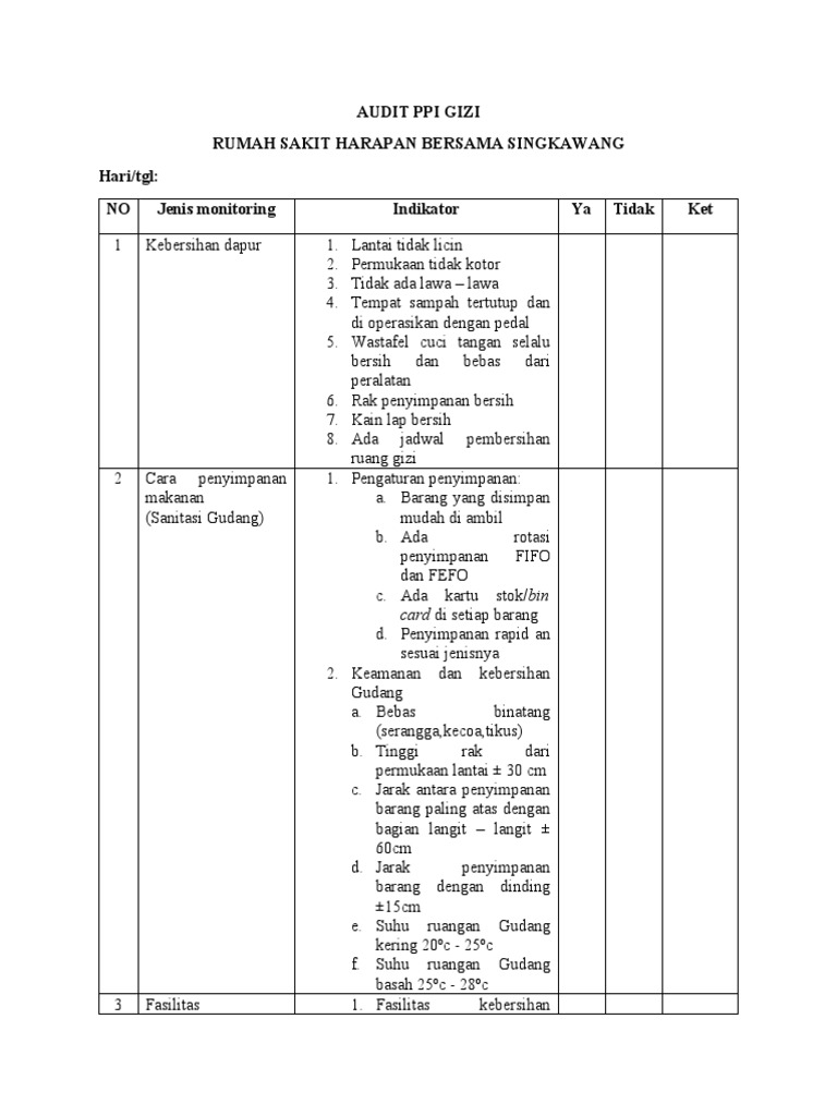 Audit Ppi Gizi | PDF