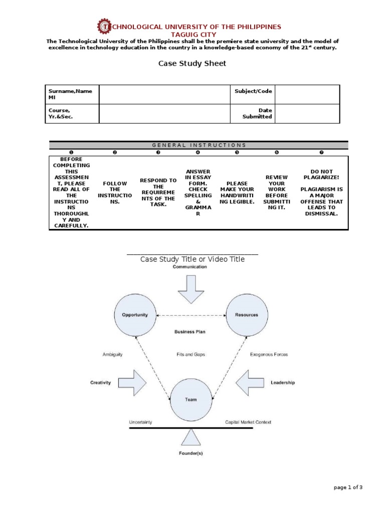 Case Study Report Sheet - Timmons Template | PDF | Cognition | Learning
