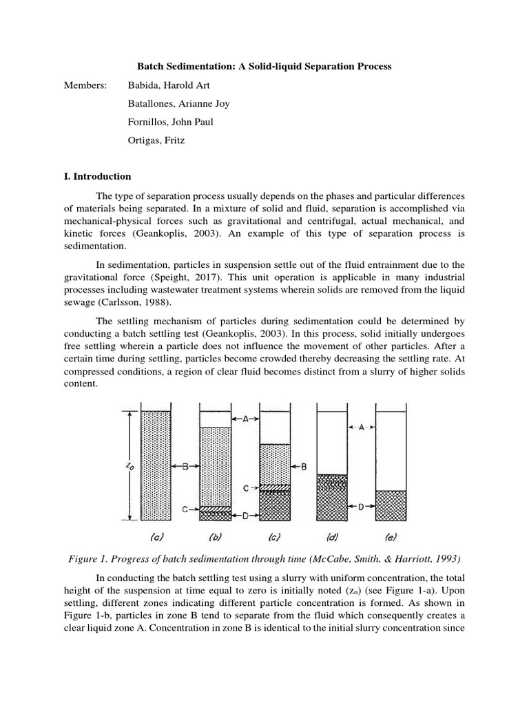 Expt. 4 - Batch Sedimentation | PDF | Chemical Engineering | Applied And Interdisciplinary Physics