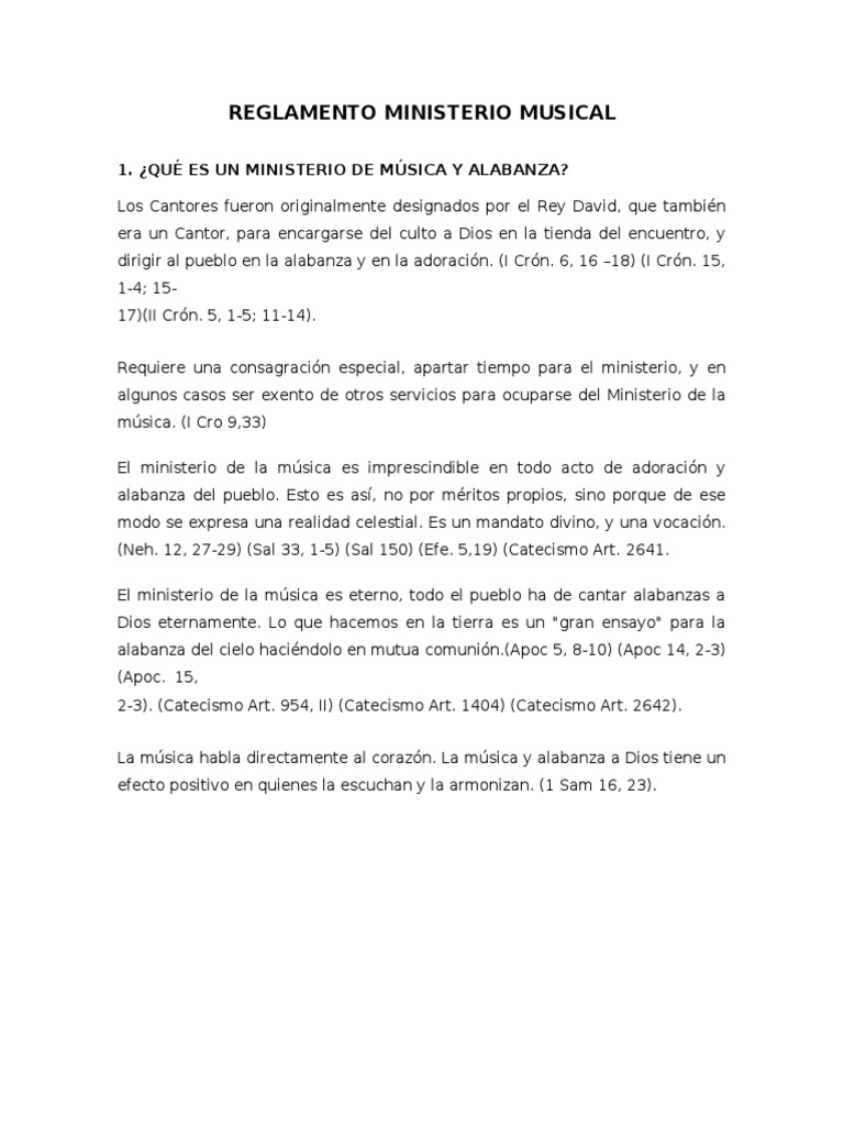 Reglamento del Ministerio Musical Católico | PDF | Misa (liturgia ...